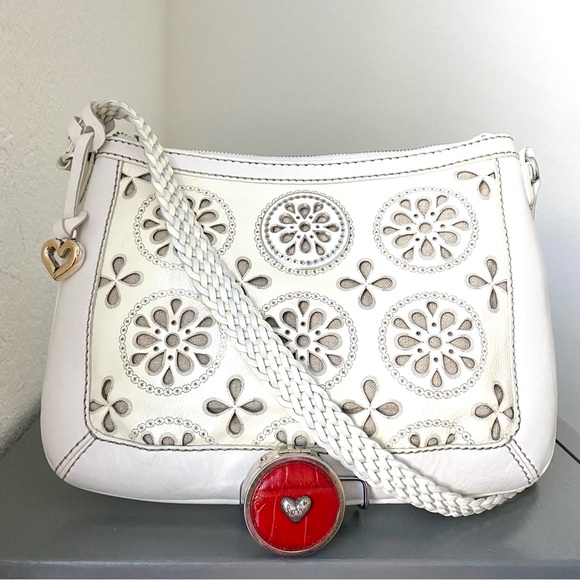 Brighton | Bags | Brighton Masterpiece White Leather Laser Cut Shoulder ...